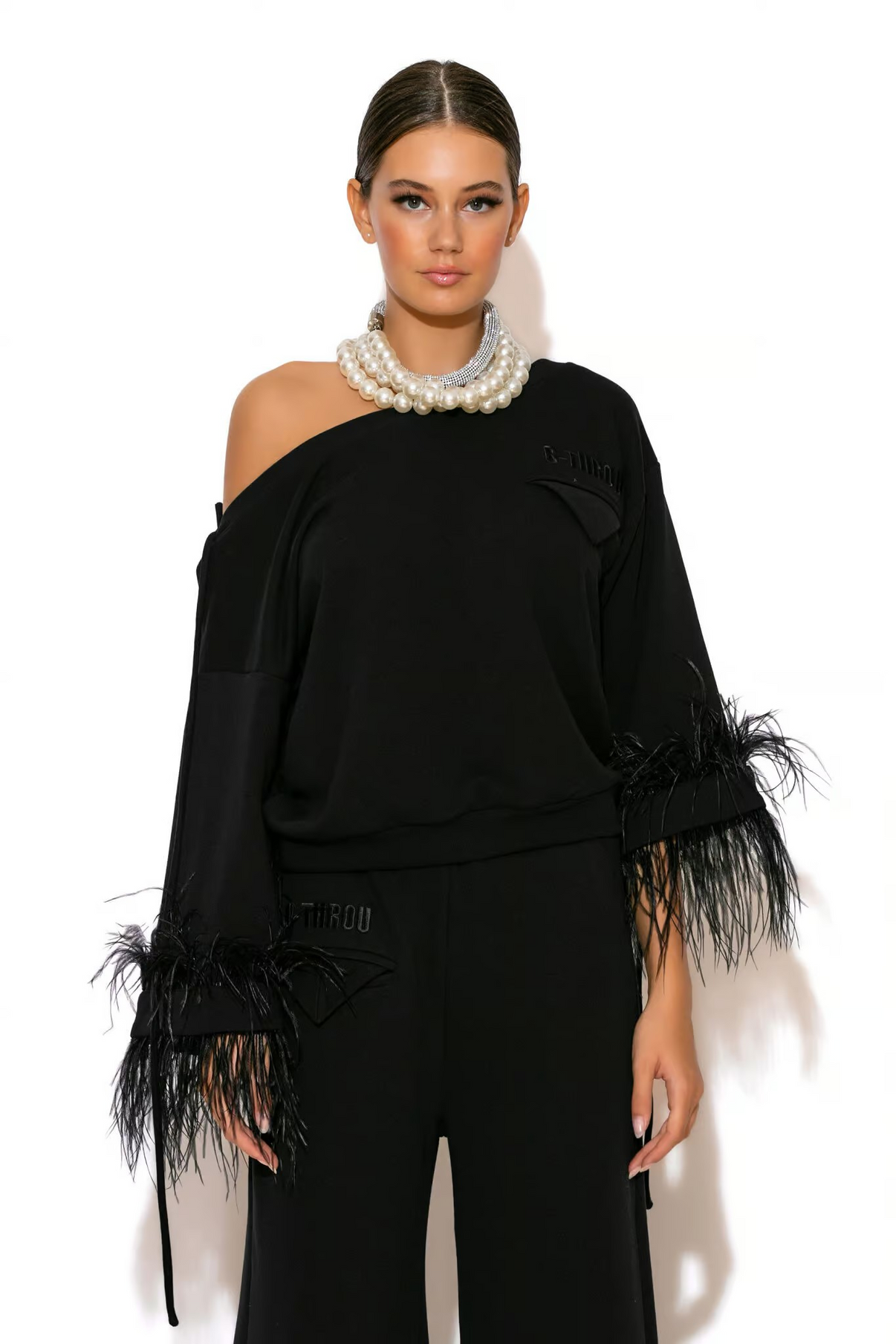 C-THROU Feather-trimmed terry cotton blouse – StyleQuattro